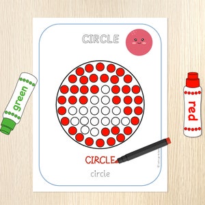 Shapes Do-a-dot Worksheets, 2D Shapes Dot Painting, Toddler, Preschool ...