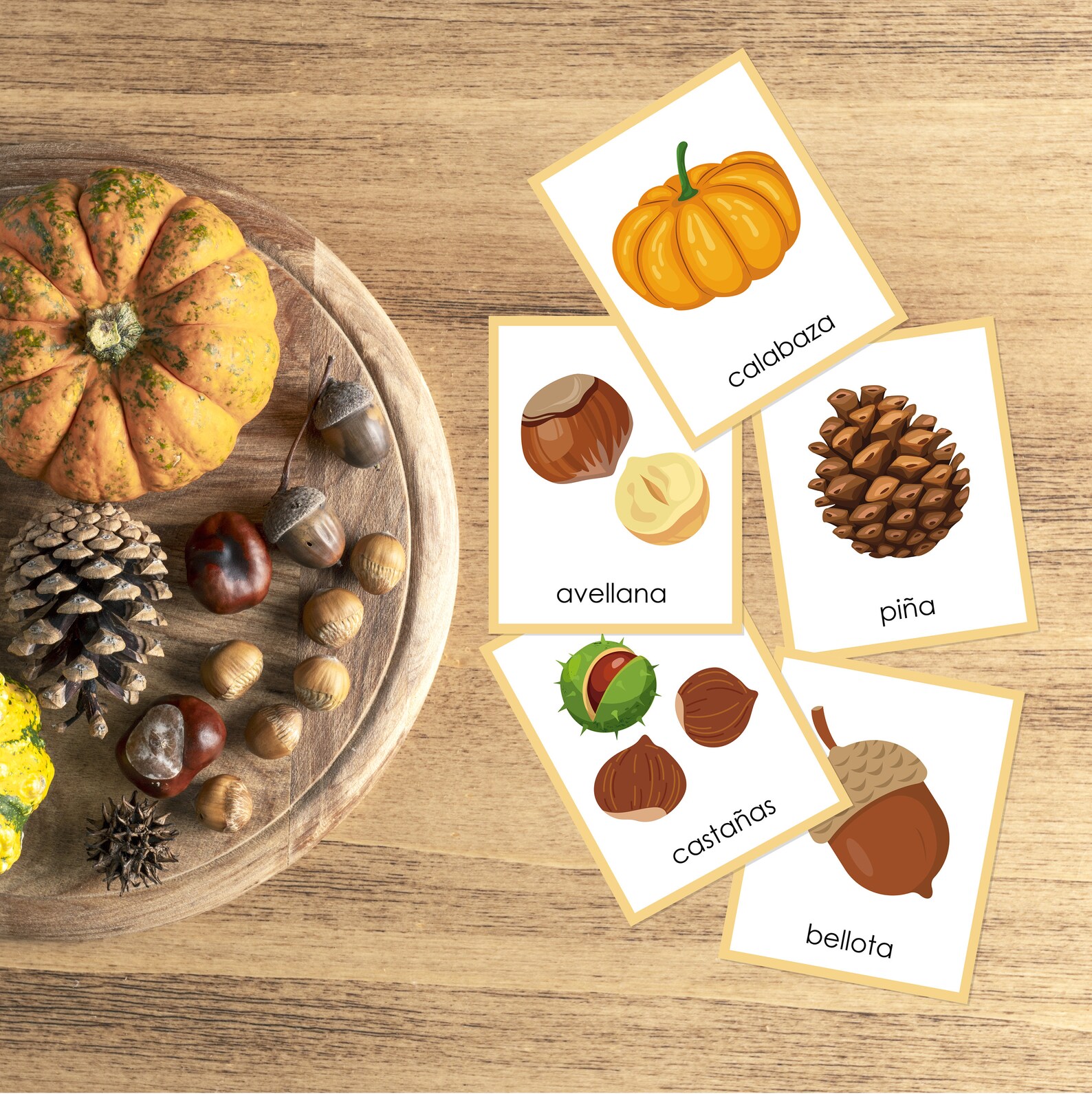 Fall Flashcards in Spanish, Autumn Vocabulary, Spanish Visual Cards ...