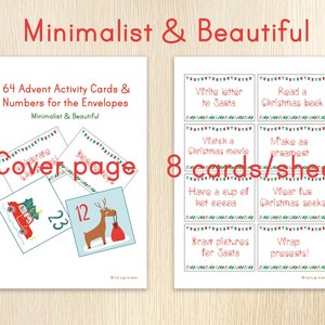 Advent Calendar Activity Cards & Numbers for Envelopes, Christmas ...