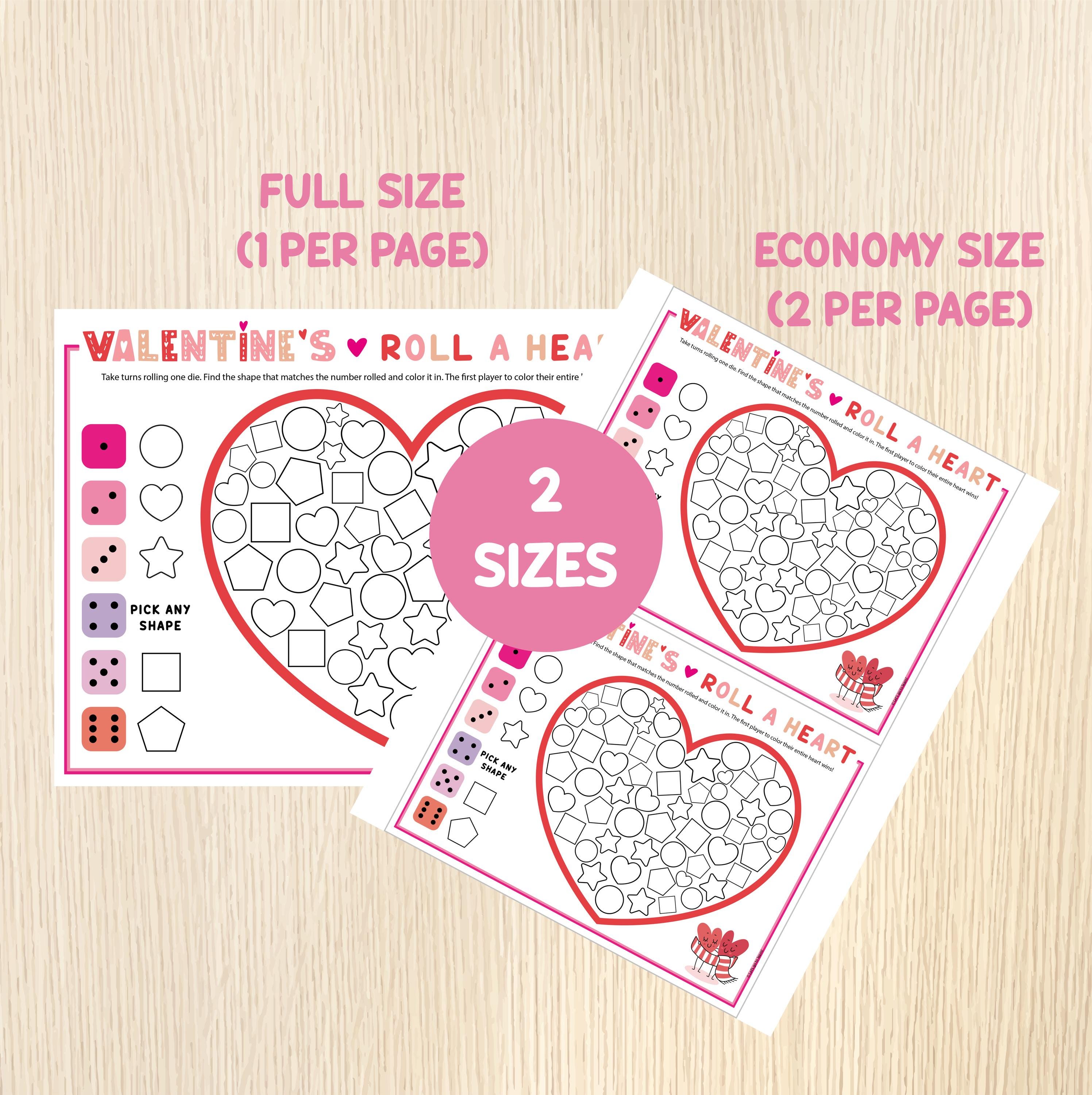 Valentine's Day Roll a Heart Game - Valentine's Day Activity - Dice ...