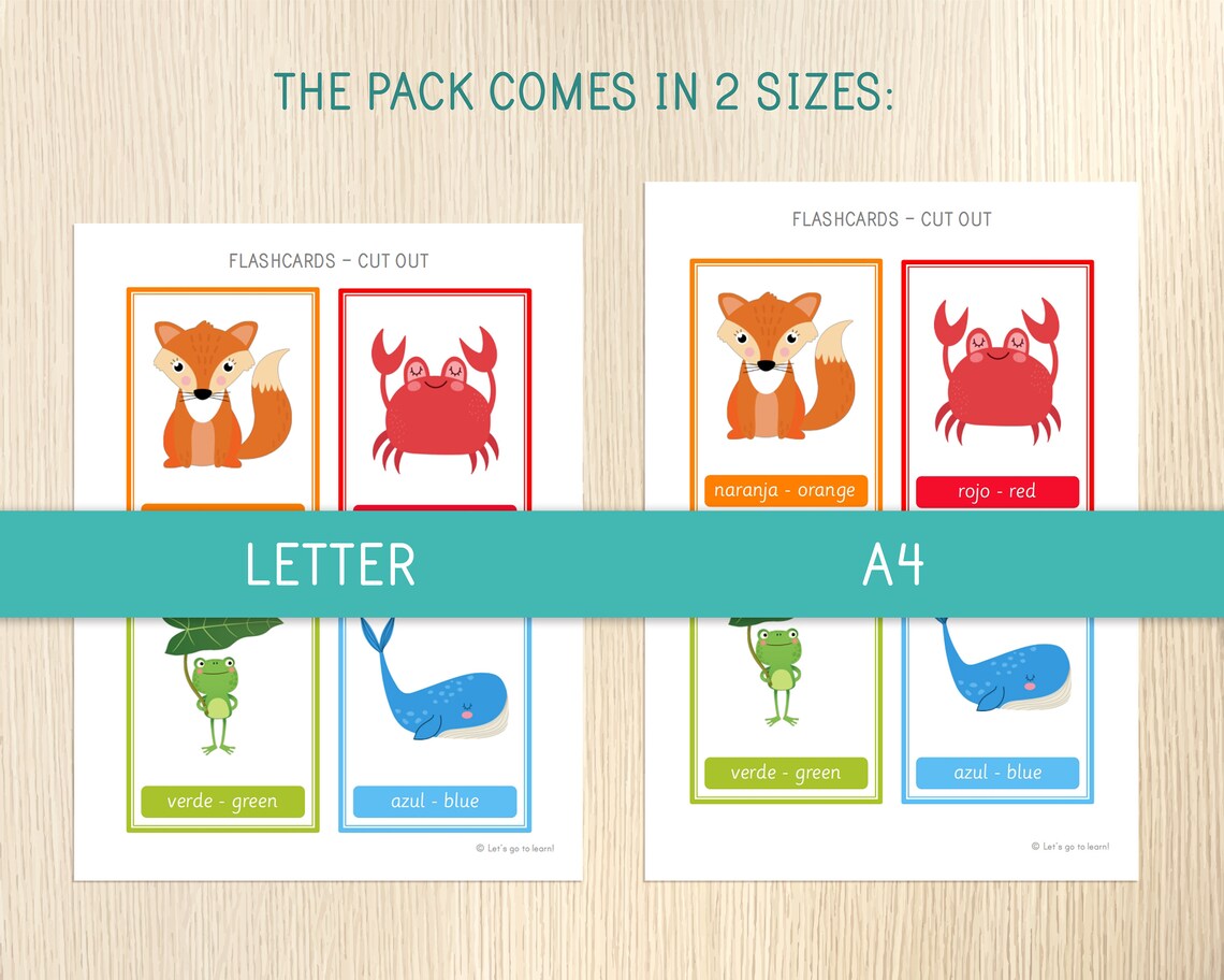 Colors Flashcards and Posters Spanish and English Bilingual | Etsy