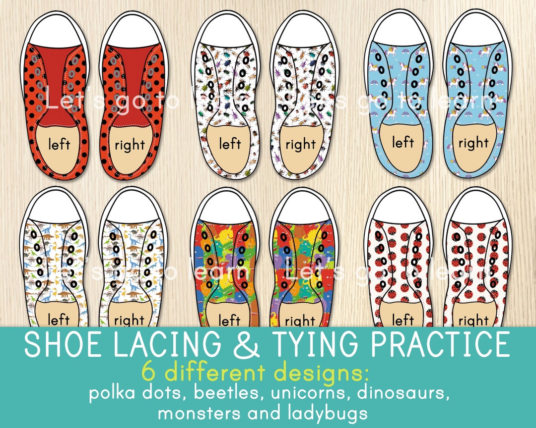 Shoe Lacing & Tying Practice - Shoelaces - 6 Designs - Fine Motor ...