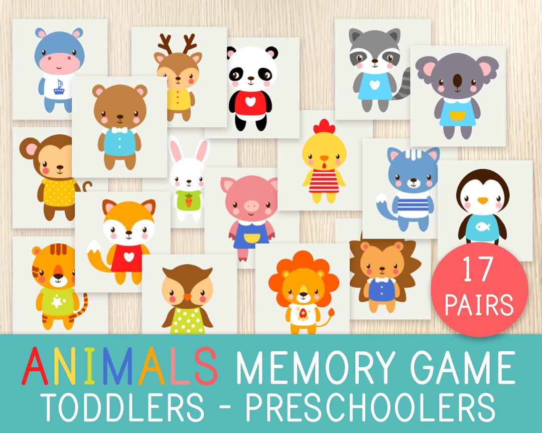 Animals Memory Game, Toddler Matching Activity, Preschool Printable ...