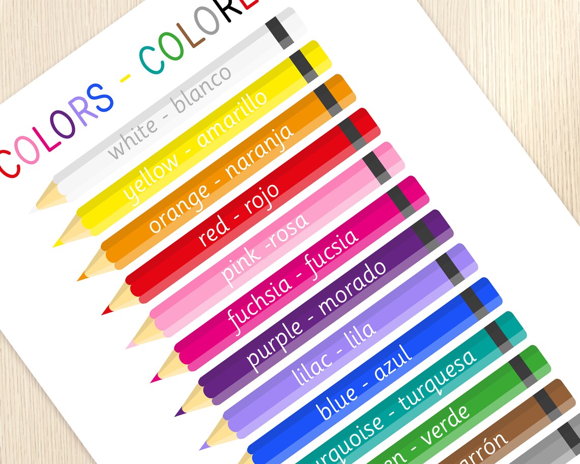 English-spanish Colors Poster, Printable Poster, Bilingual Resource ...
