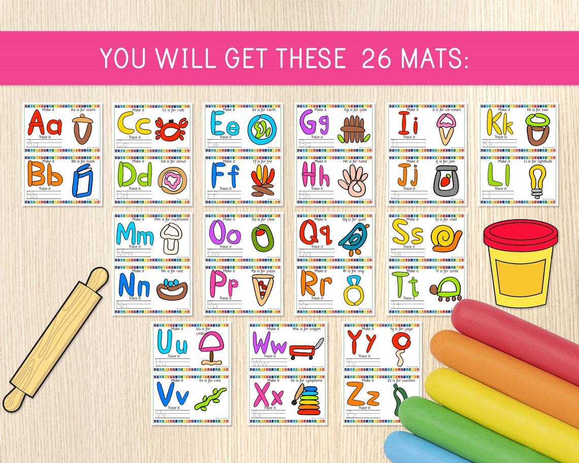 Alphabet Playdough Mats Play Doh Activity ABC Tracing - Etsy