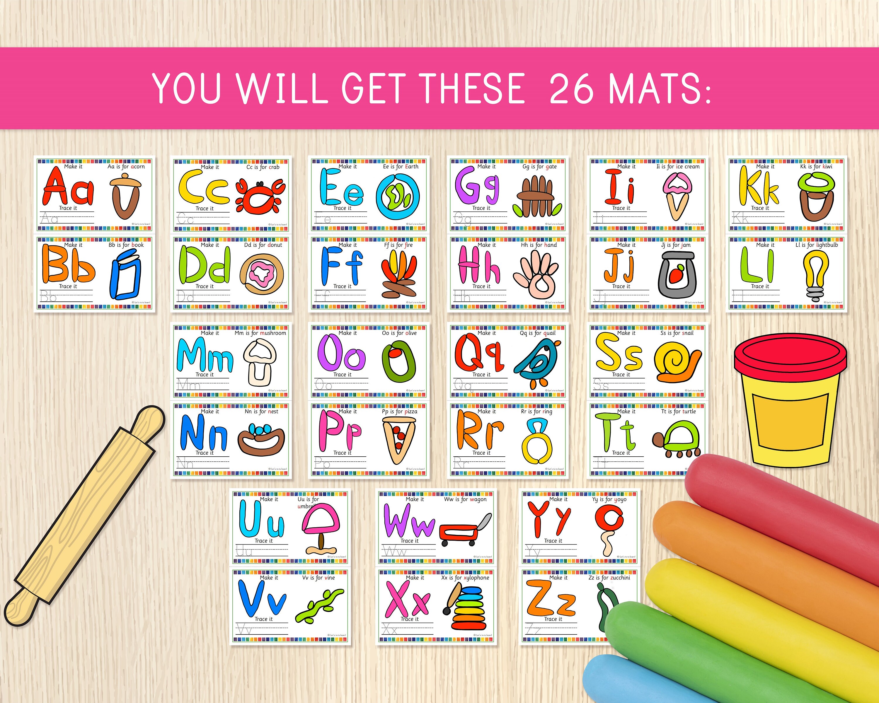 Alphabet Playdough Mats Play Doh Activity ABC Tracing - Etsy