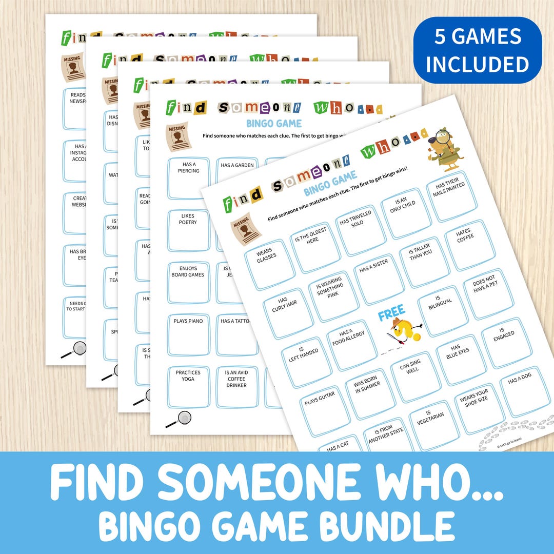 Find Someone Who Bingo Games Bundle, Get to Know You, Icebreaker ...