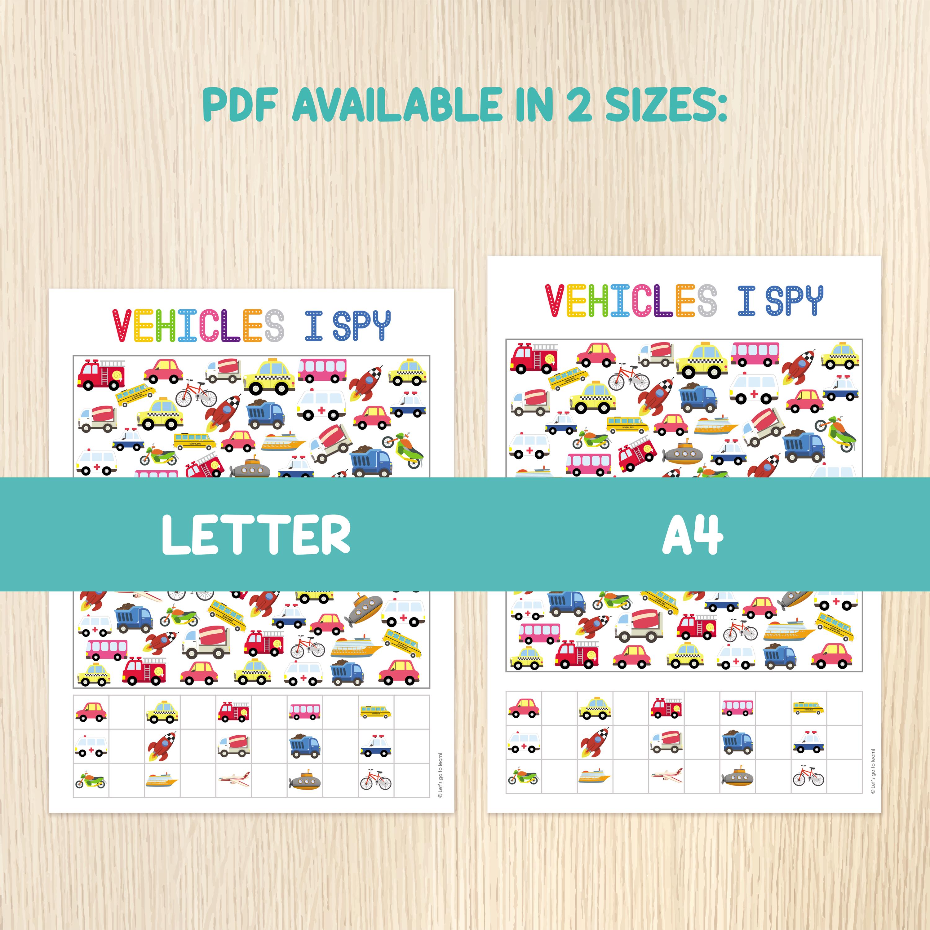 Vehicles I Spy Game - Transportation Activity - Counting Game ...