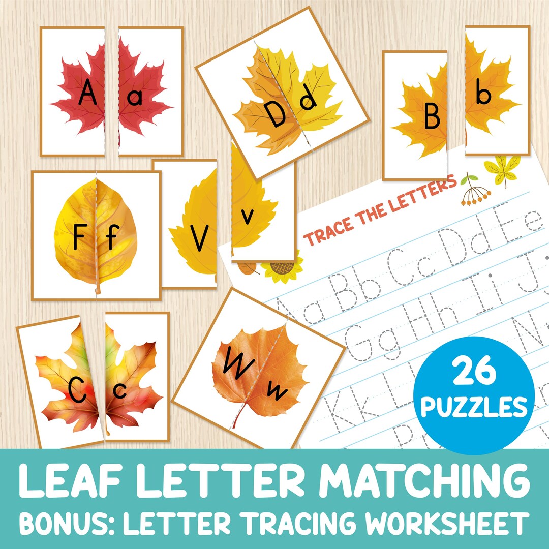 Leaf Letter Matching Game for Kids - Fall Alphabet Puzzle - Upper ...
