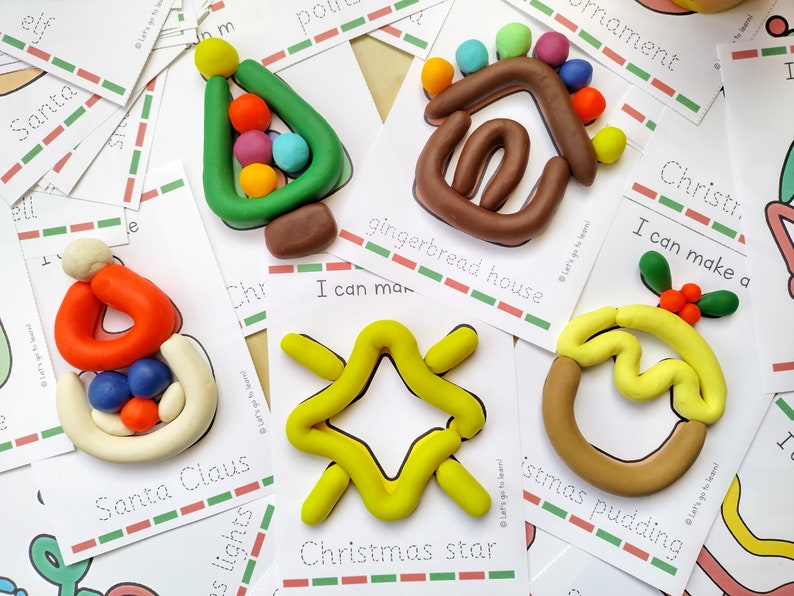 Christmas Playdough Mats, 40 Visual Cards, Play Doh, Toddler Activity ...