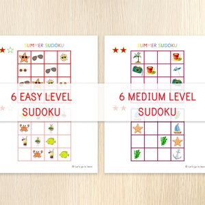 Summer Sudoku for Kids, Party Game, Summer Activity, Educational ...