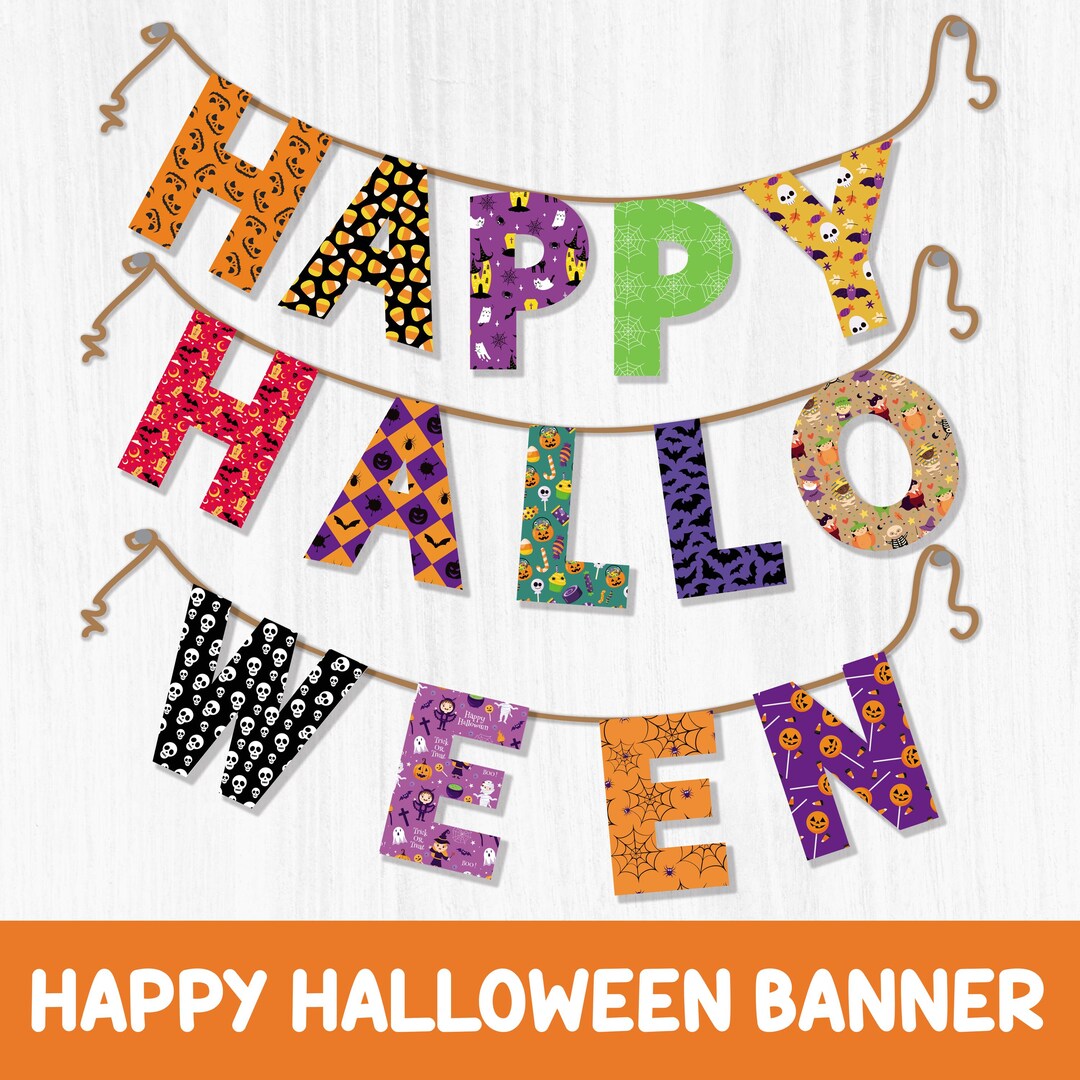 Happy Halloween Banner, Printable Garland, DIY Halloween Party Decor ...