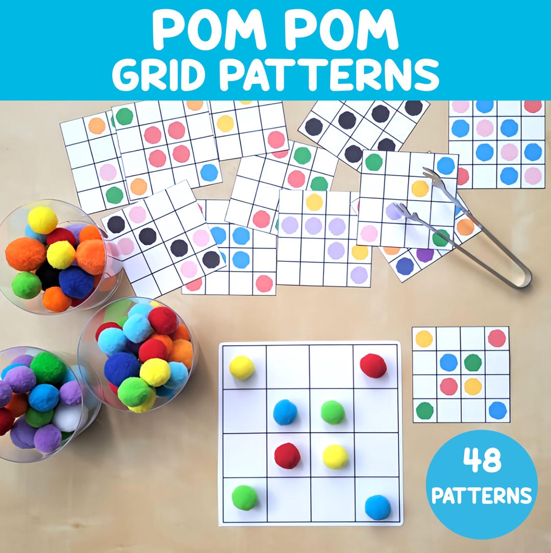 Pom Pom Patterns for Kids – Color Matching Activity for Toddlers – Fine ...