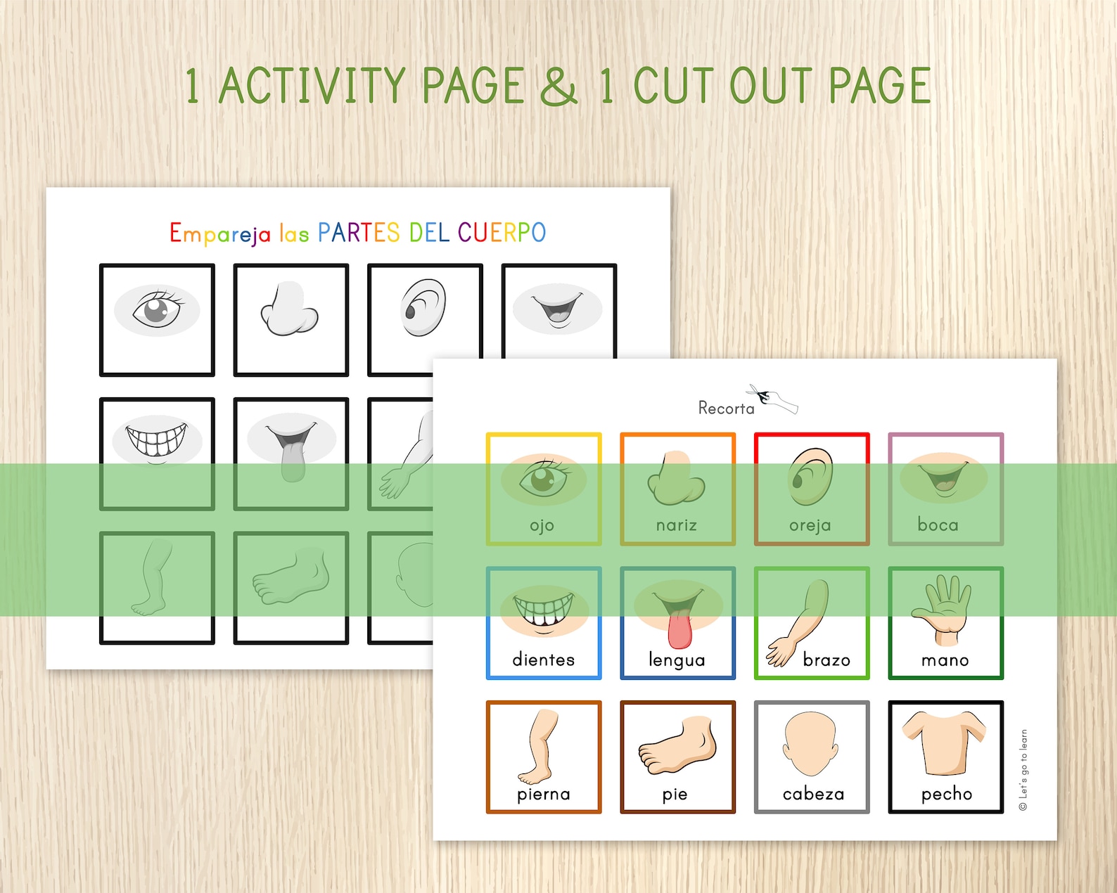Body Parts Matching Activity IN SPANISH, Human Body, Toddler Busy Book ...
