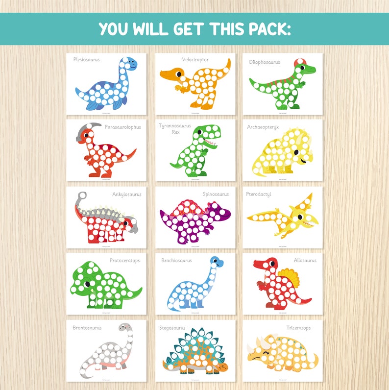 Dinosaur Do a Dot Paintings, Dot Markers, Fine Motor Skills Activity ...