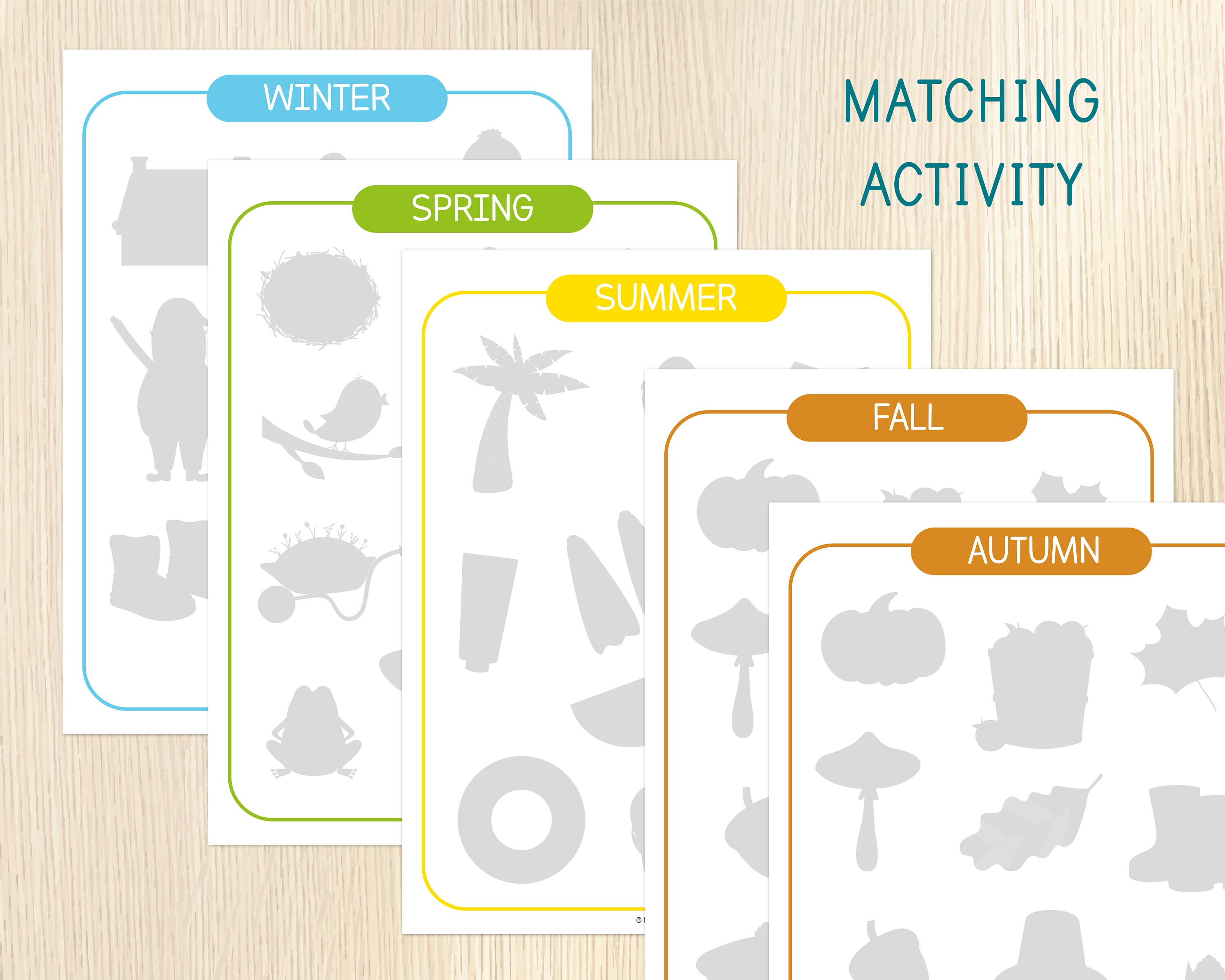 Seasons Matching Activity - Sorting Game - Sort by Seasons - Four ...