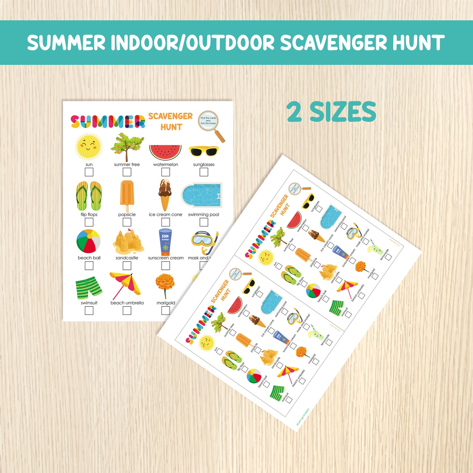 Summer Scavenger Hunt, Indoor Outdoor Treasure Hunt With Cards to Hide ...