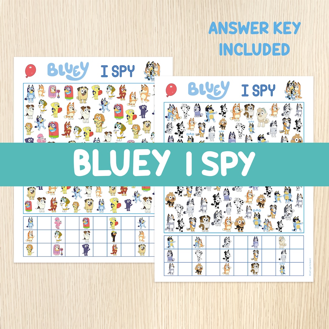 Bluey I Spy Games, Look & Find, Counting Activity, Birthday Party ...