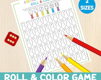 Easter Bunny Peeps Roll & Color Game - Easter Coloring Activity ...