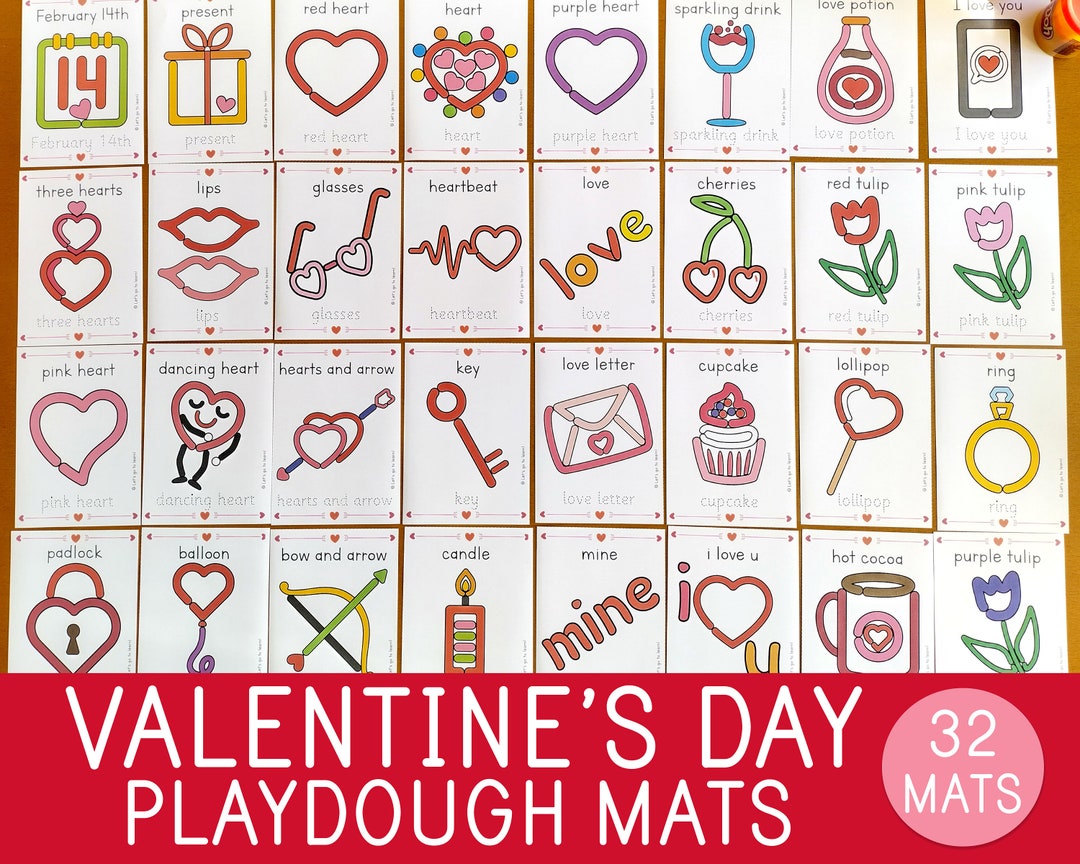 Valentine's Day Playdough Mats - Printable Play Doh Activity ...