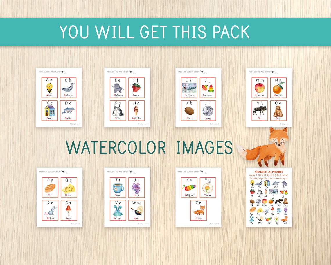 Spanish Alphabet BUNDLE 27 Flashcards 1 Chart & 1 - Etsy