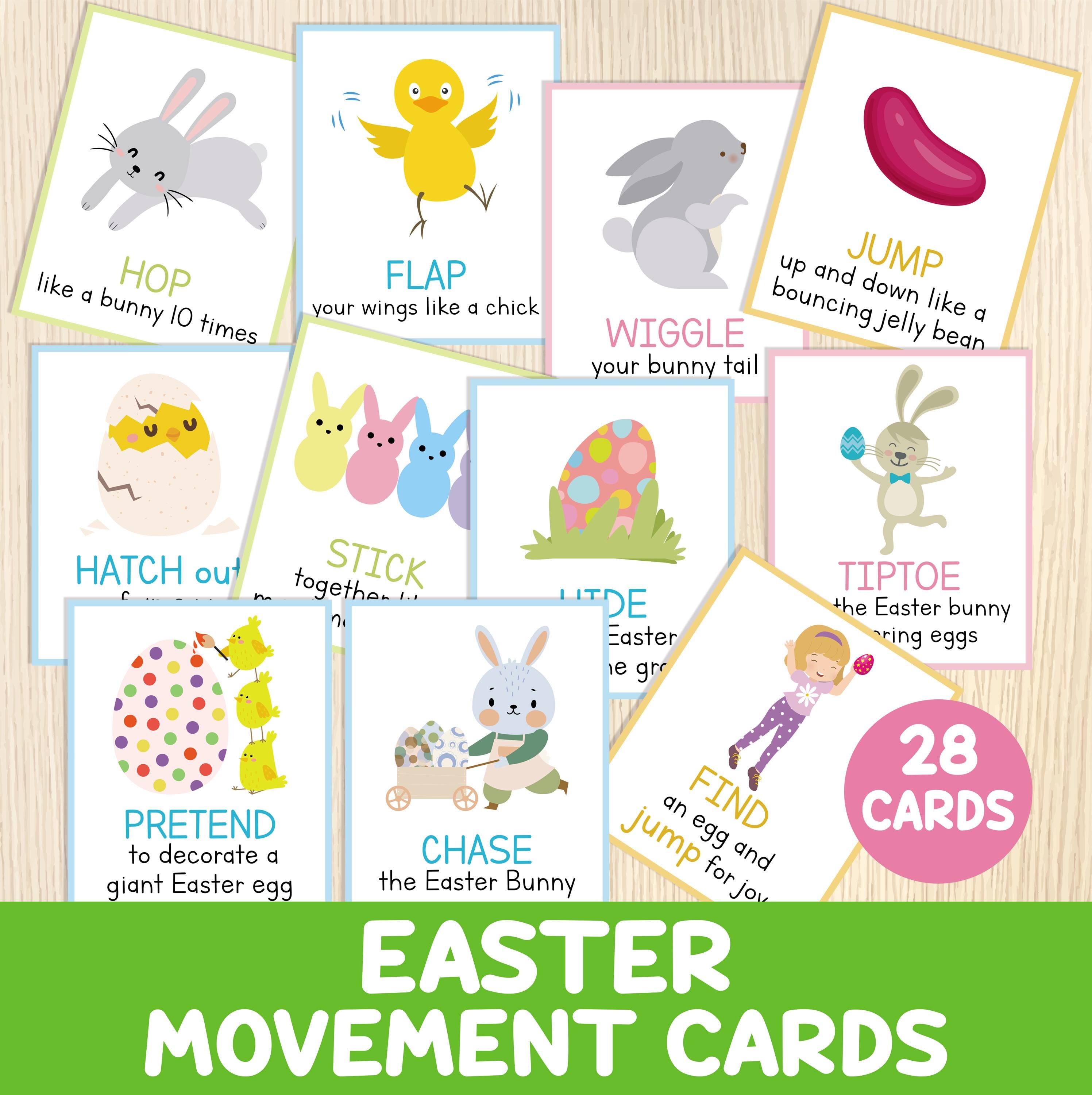 Easter Movement Cards - Easter Game - Toddler, Preschool & Kindergarten ...