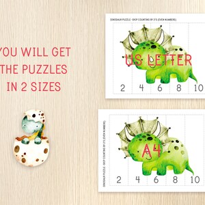 Dinosaur Number Puzzles, Sequence Puzzles, Count 1 to 20, Skip Counting ...