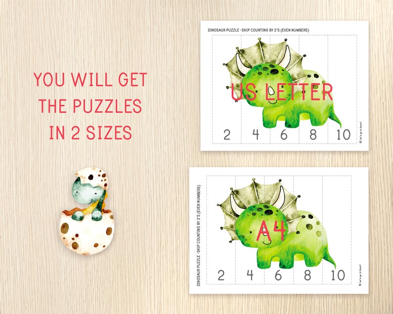 Dinosaur Number Puzzles Sequence Puzzles Count 1 to 20 Skip - Etsy