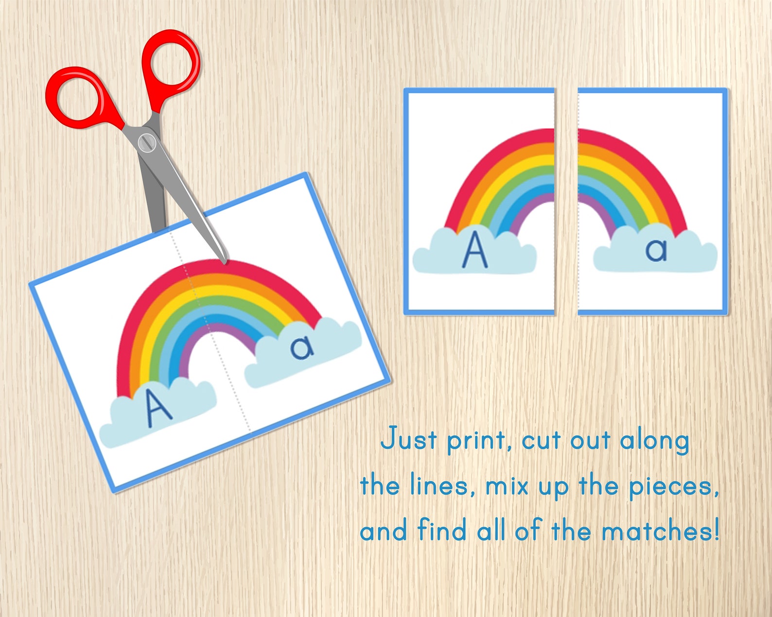 Rainbow Letter Matching Game, ABC Puzzles, Preschool, Kindergarten ...