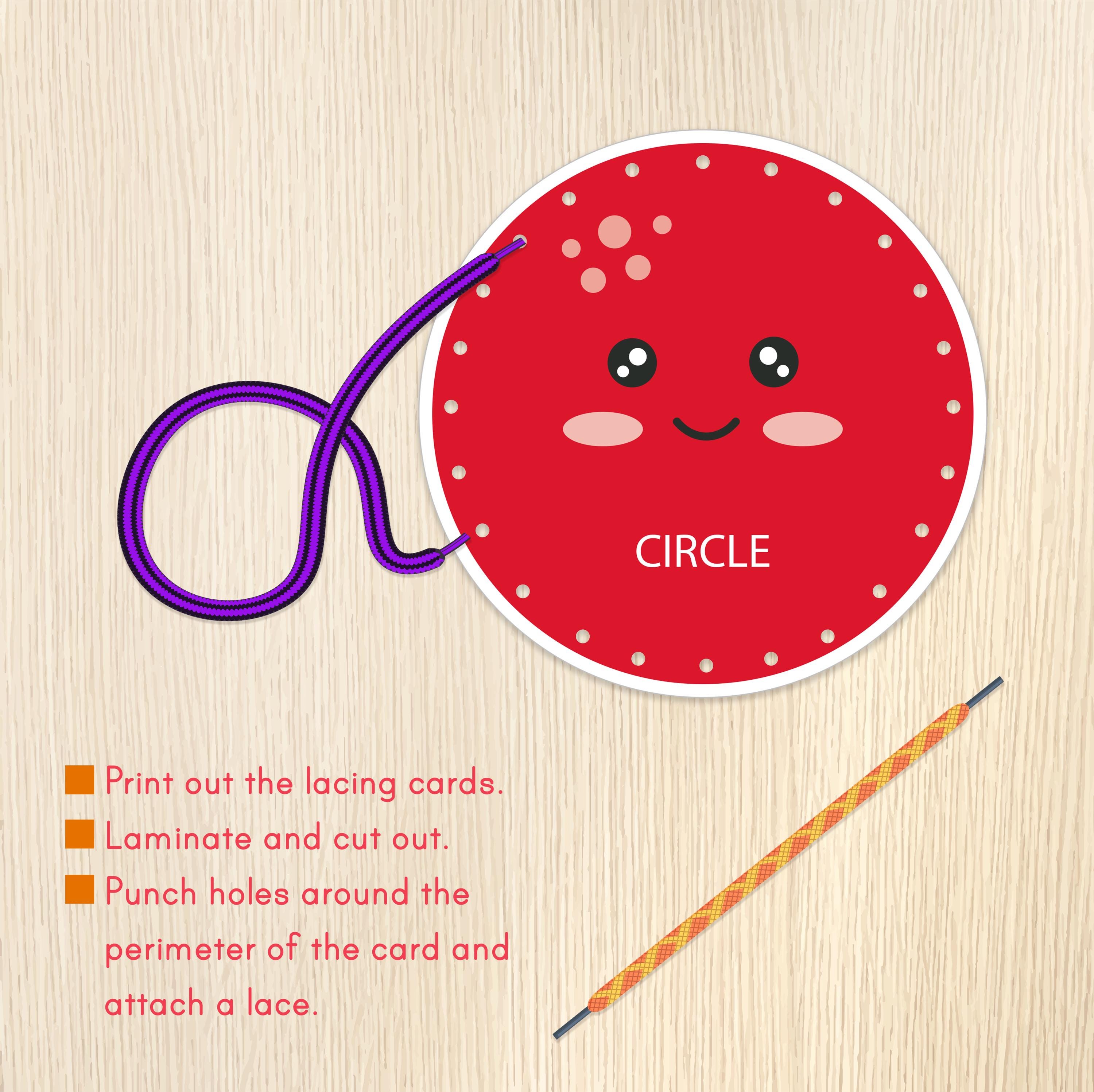 Shapes Lacing Cards - Preschool Fine Motor Skill Activity - Toddler ...