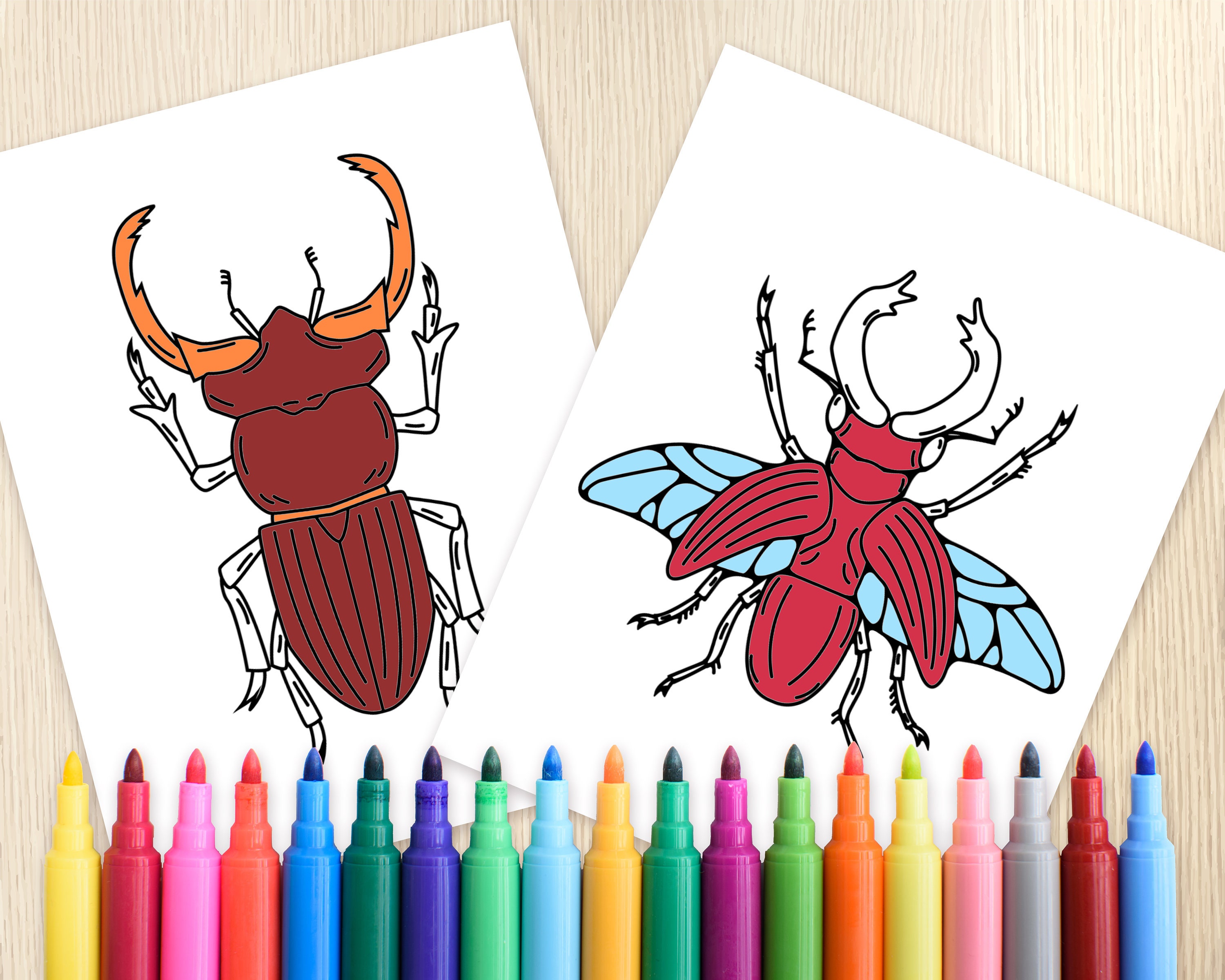 Beetles Coloring Pages, 8 Printable Sheets, Insects, Nature Study ...