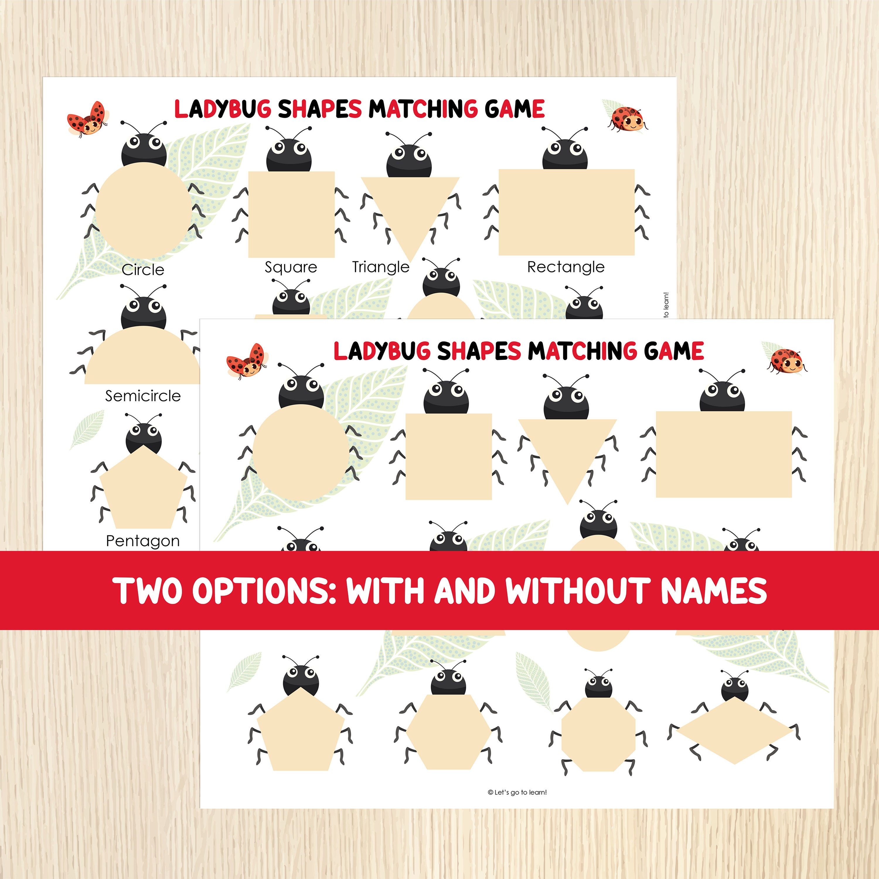 Ladybug Shapes Matching Activity, 2D Shapes Game, Spring Summer ...