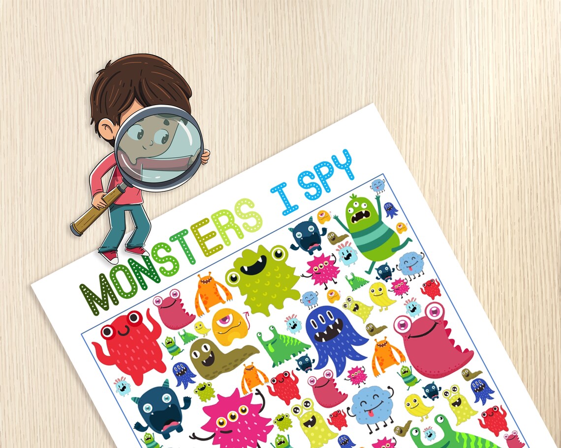 Monsters I Spy 2 Printable Games Seek and Find Look and | Etsy