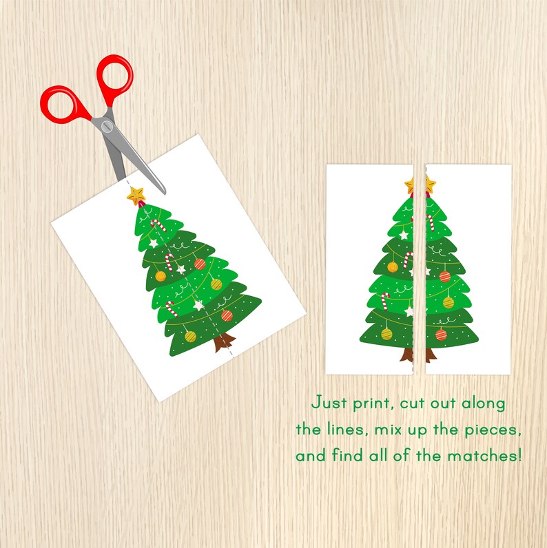 Christmas Trees Matching Game, Christmas Puzzles, Xmas Activity for ...