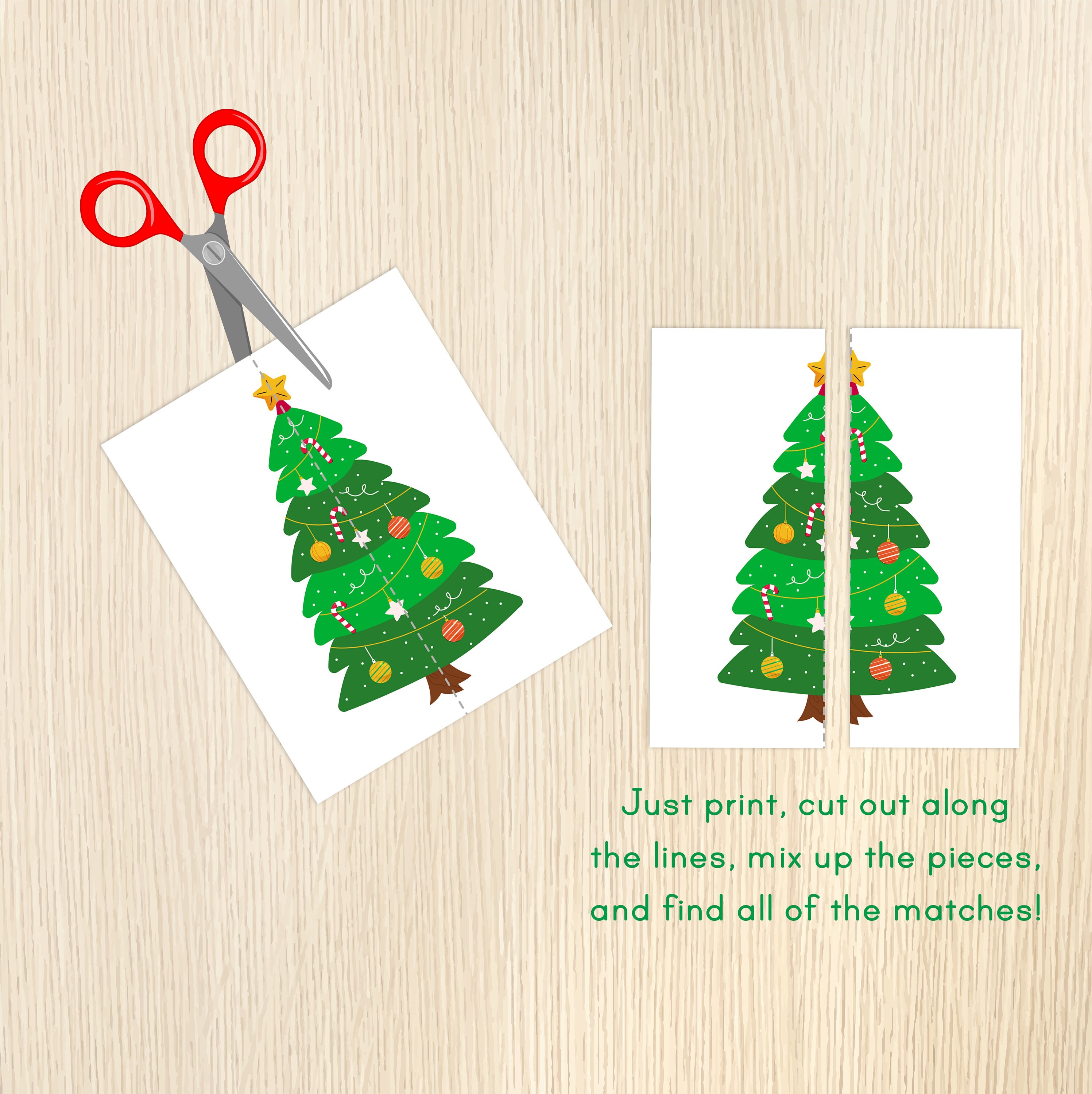Christmas Trees Matching Game, Christmas Puzzles, Xmas Activity for ...