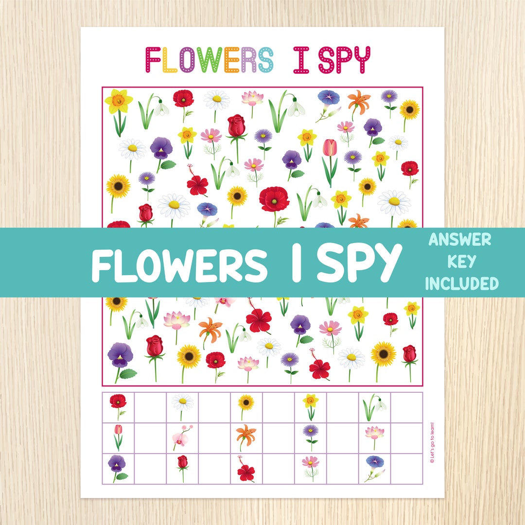 Flowers I Spy Game, Counting Activity, Spring Party Printable Game ...
