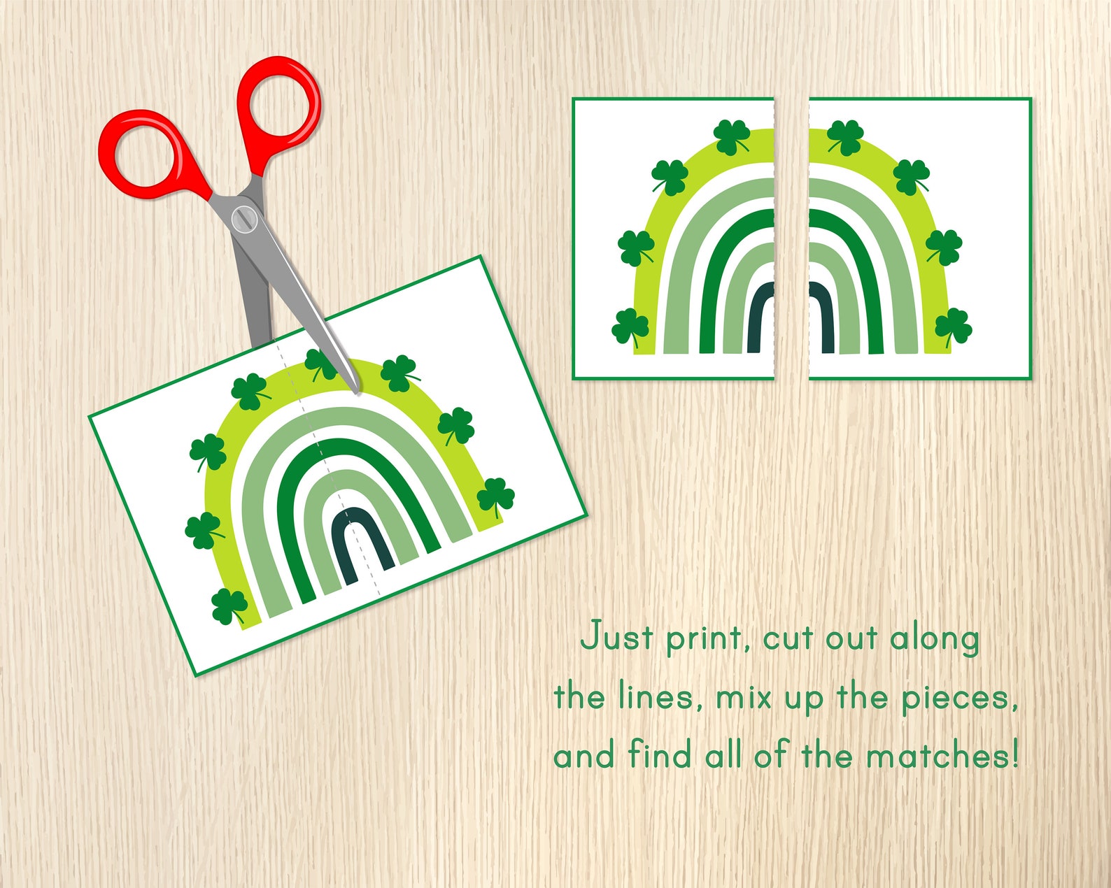 St. Patrick's Day Game, Rainbow Matching Activity, 28 Puzzles for ...