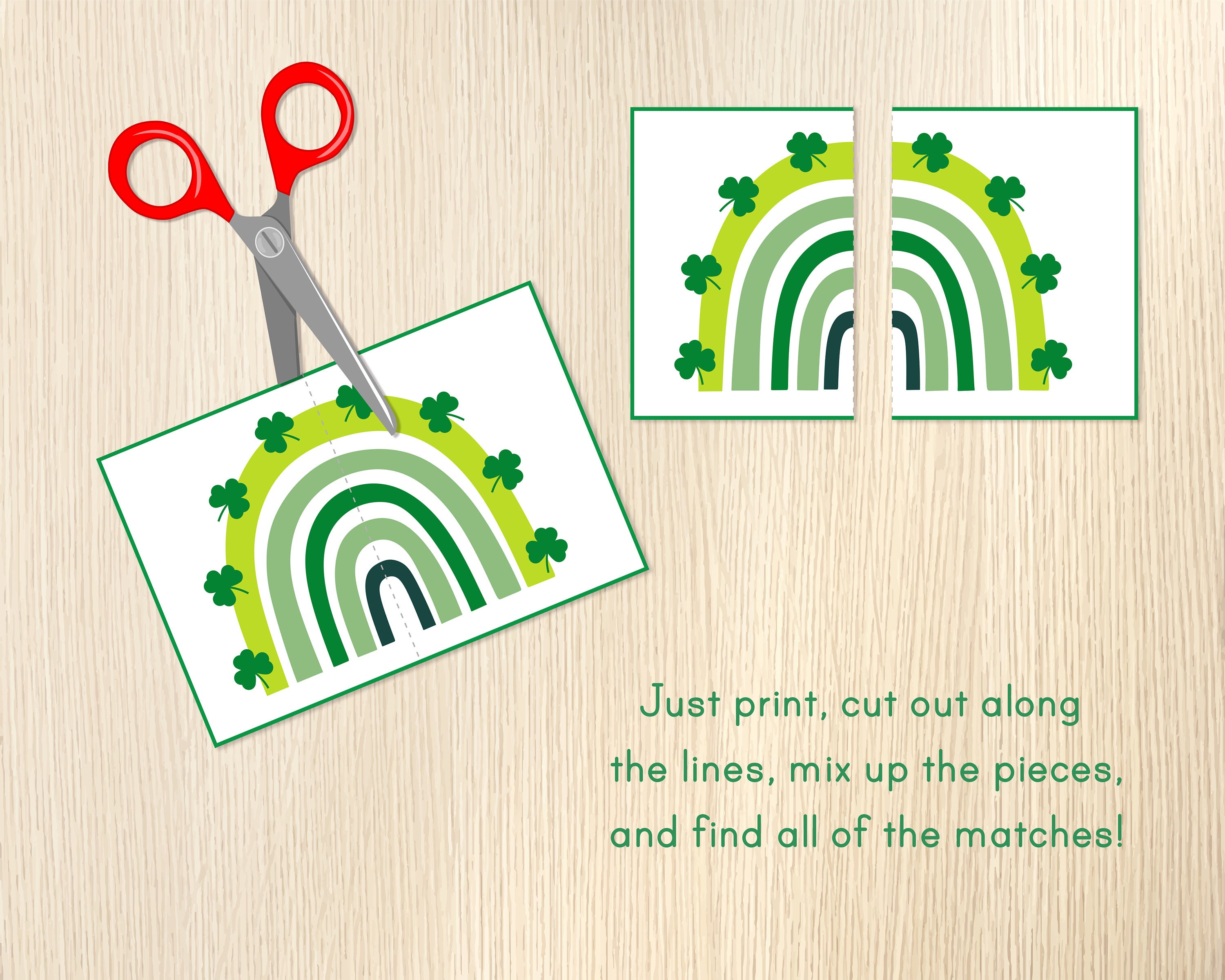 St. Patrick's Day Game, Rainbow Matching Activity, 28 Puzzles for ...