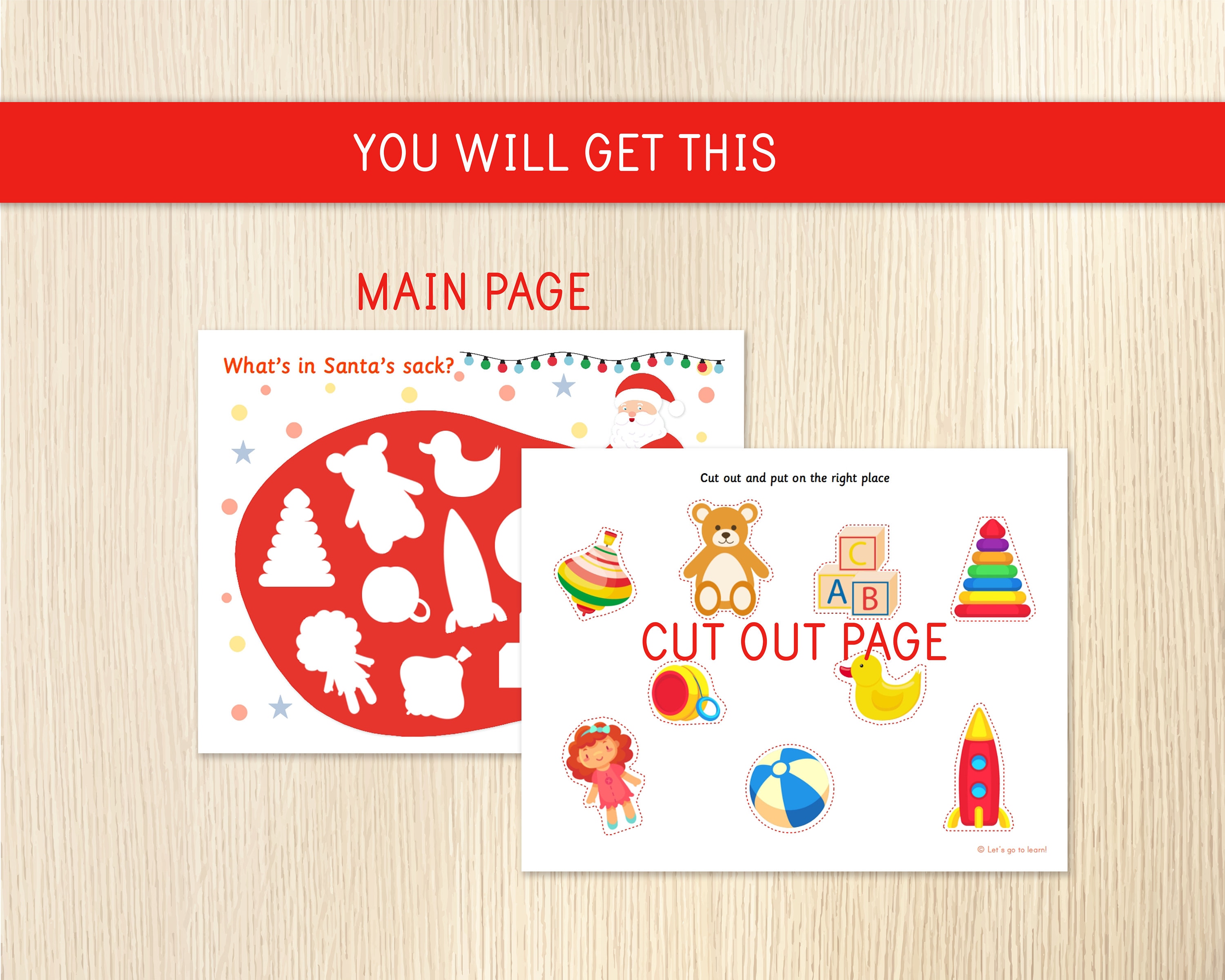 Christmas Game, Matching Activity, Santa's Sack, Shadow Matching, Toys ...