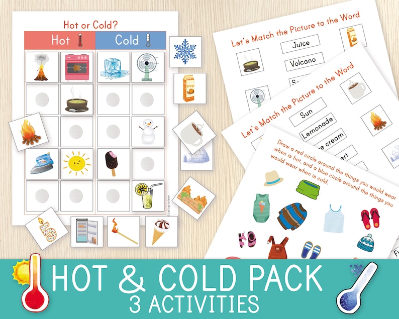 Hot and Cold Activity Pack for Kids Preschool Kindergarten - Etsy