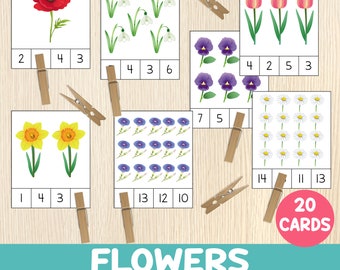 Count and Clip Cards #1-20 Printable Digital Download - Etsy