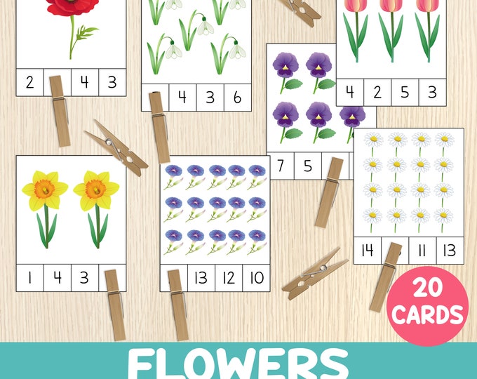 Count and Clip Cards #1-20 Printable Digital Download - Etsy