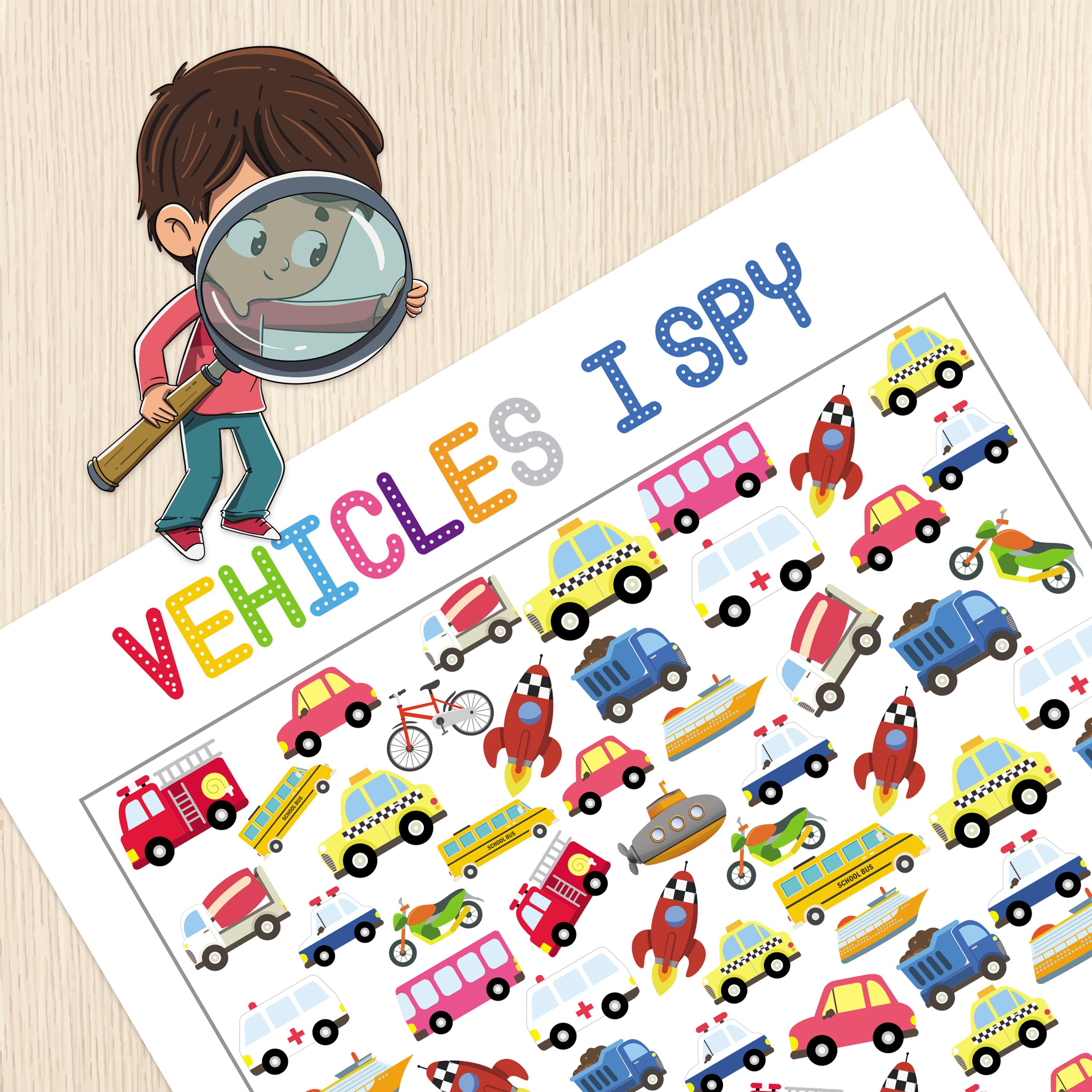 Vehicles I Spy Game - Transportation Activity - Counting Game ...