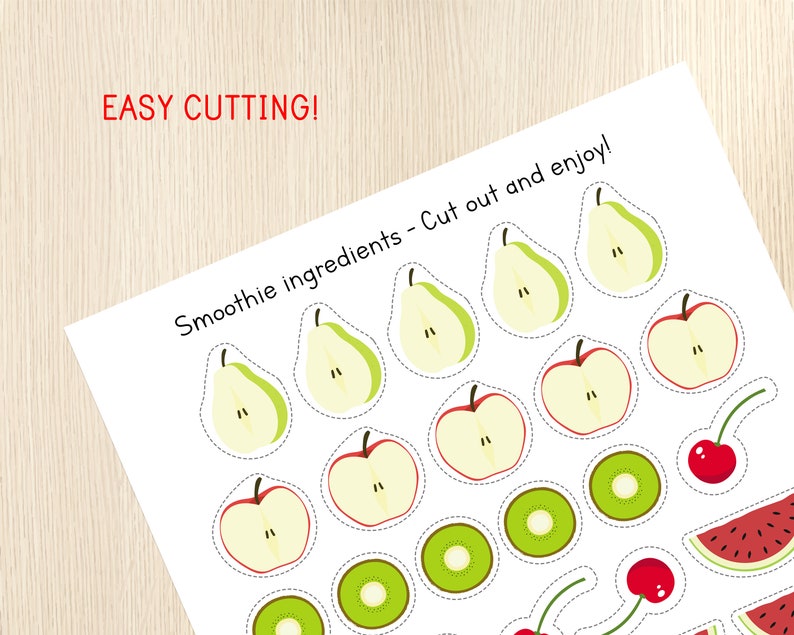 Make a Smoothie Game, Pretend Play, Dramatic Play for Kids, Cutting and ...