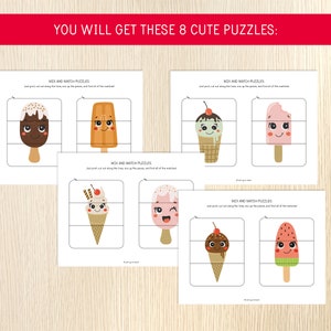 Ice Cream Matching Activity, Toddler & Preschool Game, 8 Summer Puzzles ...