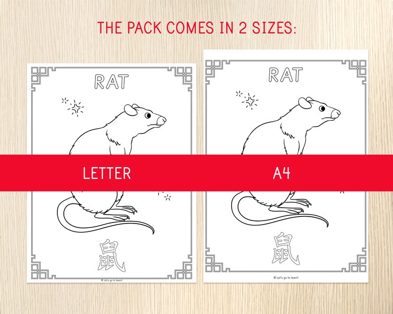 Chinese Zodiac Animals Coloring Pages Lunar New Year - Etsy