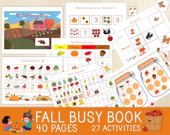 Fall Worksheets for Kids Autumn Preschool and Kindergarten - Etsy