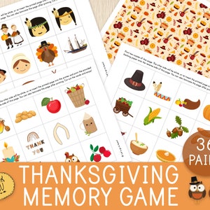 Thanksgiving Memory Game, Printable Thanksgiving Matching Game ...
