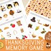 Thanksgiving Memory Game, Printable Thanksgiving Matching Game ...