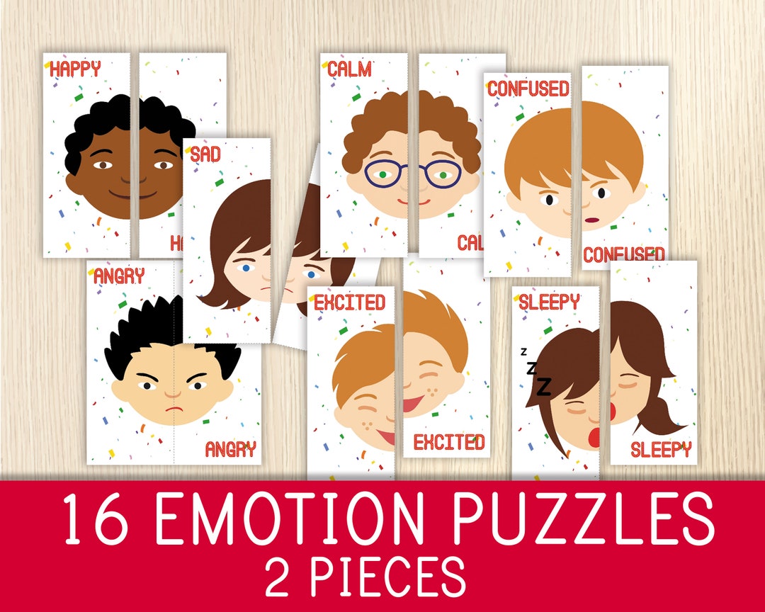 Emotion Puzzles, Matching Games, Feelings, Toddlers, Preschool Activity ...